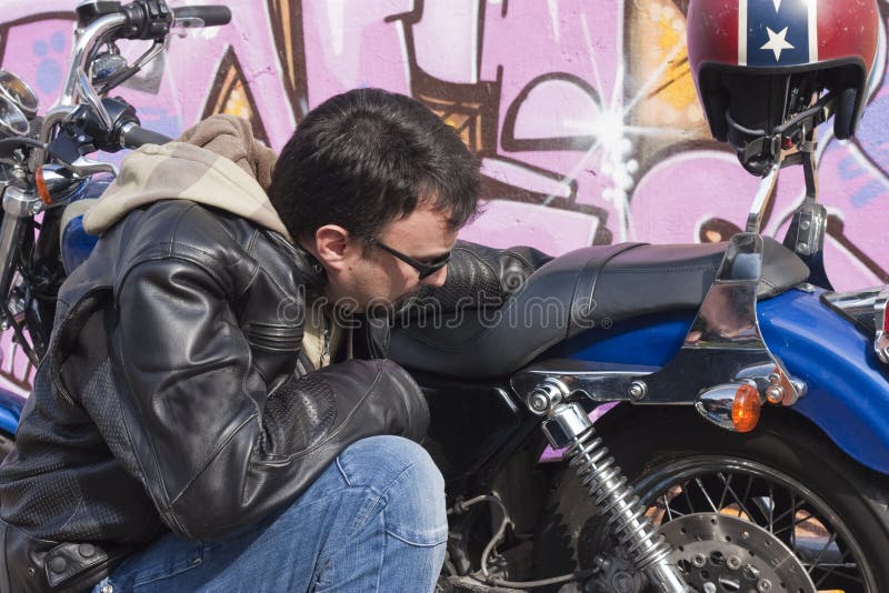 Motorcycle Man stock image. Image of cruising, outlaw - 17529289