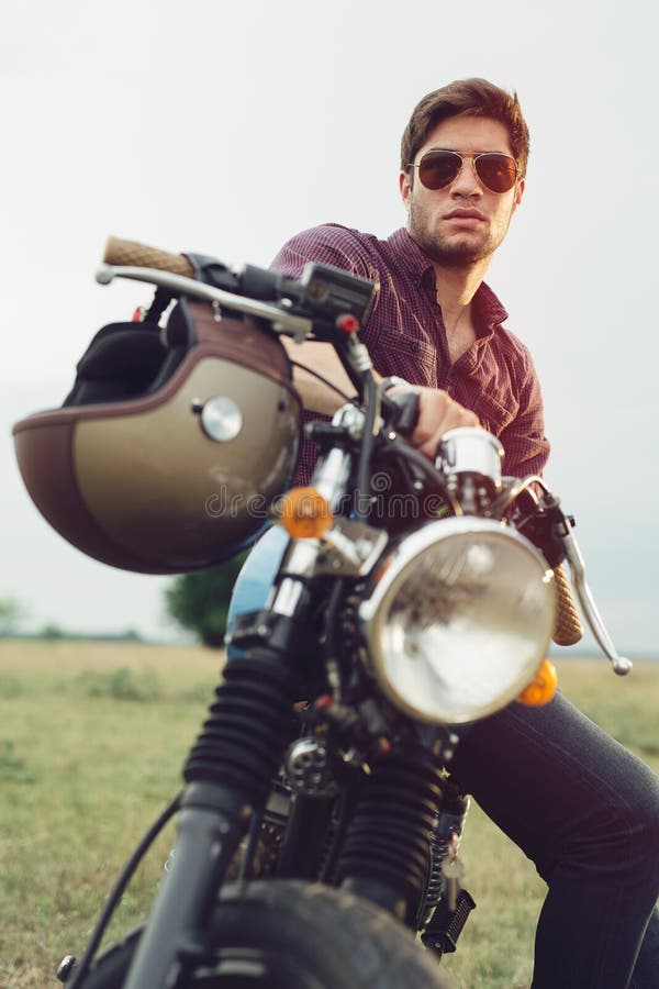 Motorcycle Man stock photo. Image of masculinity, caucasian - 95573096