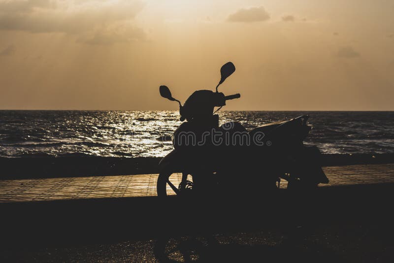 Motorcycle in the morning stock photo. Image of light - 118666782