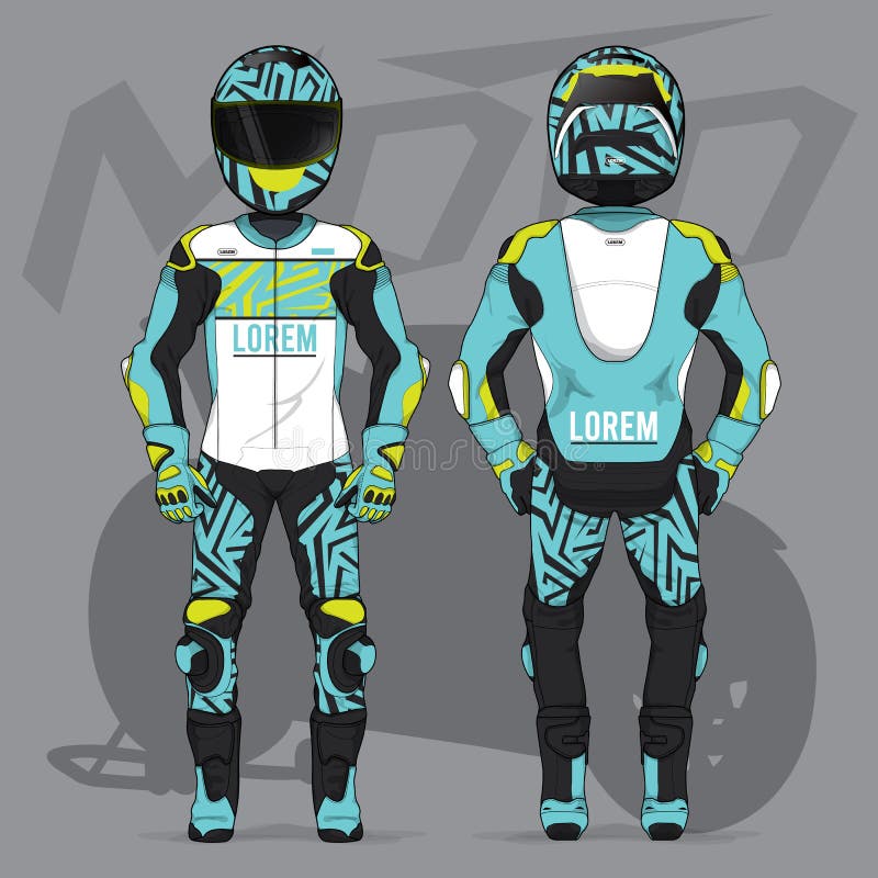 Motorcycle Moto Racing Uniform Design Set Mock Up Vector Stock Vector ...