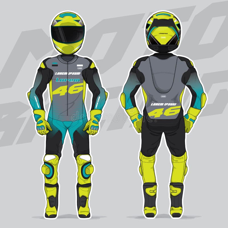 Motorcycle Moto Racing Uniform Design Set Mock Up Vector Stock Vector ...