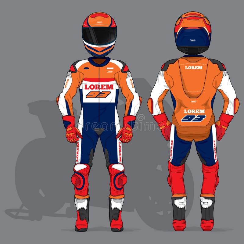 Motorcycle Moto Racing Uniform Design Set Mock Up Vector Stock Vector ...