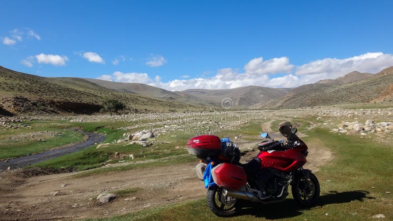 Motorcycle at nature stock photo. Image of altai, siberia - 92557866