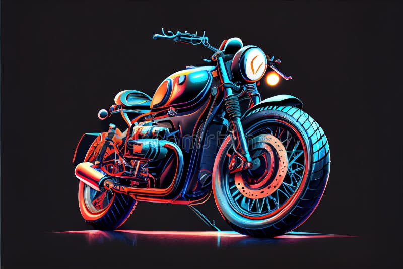 A Motorcycle with a Neon Light on the Front Wheel and a Black ...