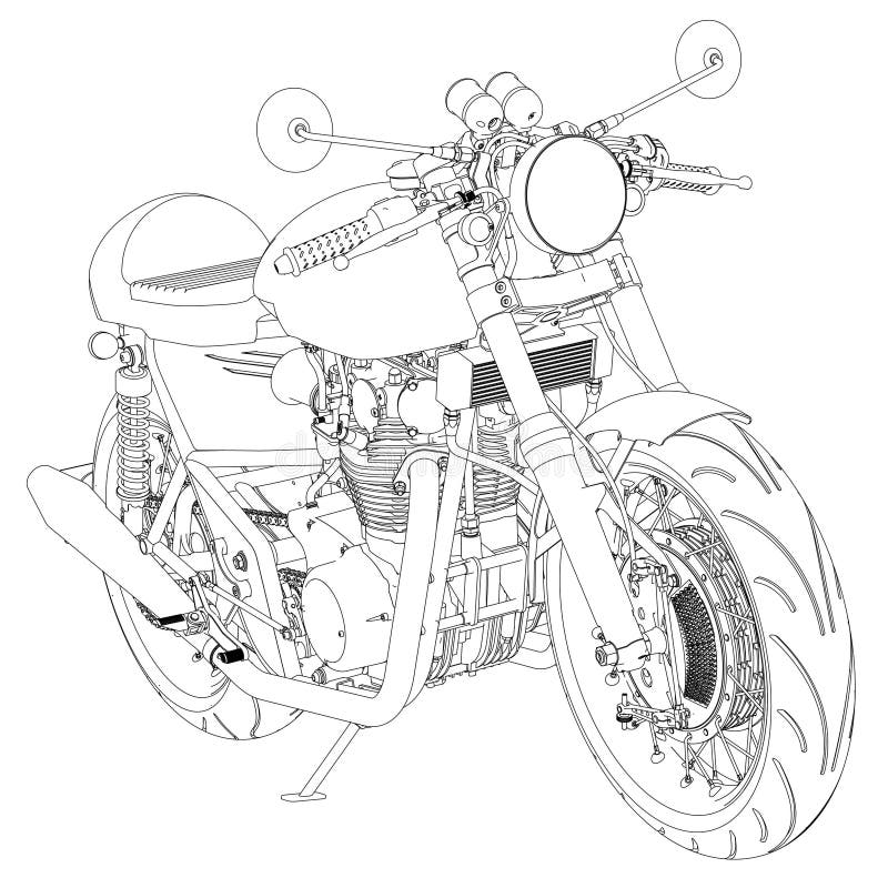 Motorcycle Outline Vector Illustration Stock Illustration ...