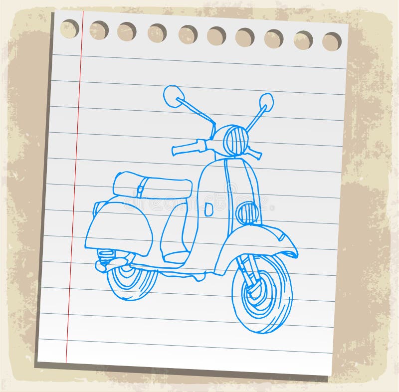 Motorcycle on Paper Note, Vector Illustration Stock Vector ...