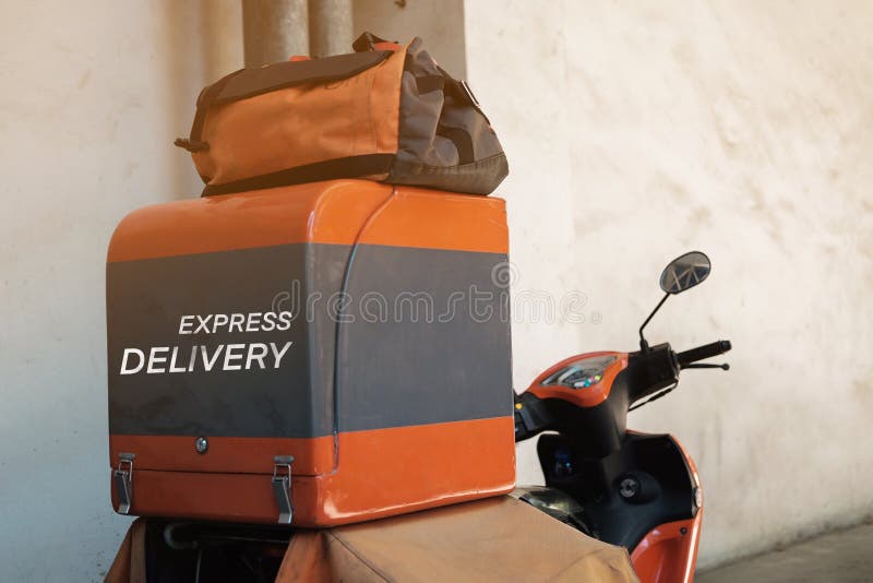 Motorcycle Parcel Delivery Service Stock Image - Image of scooter ...