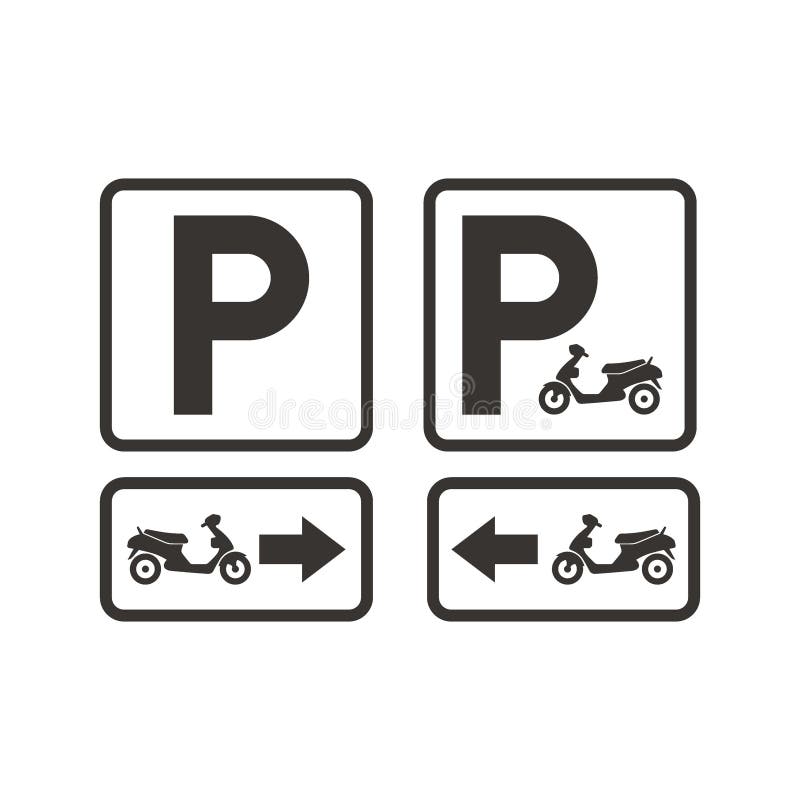 Motorcycle Parking Area Sign Icon. Stock Illustration - Illustration of ...