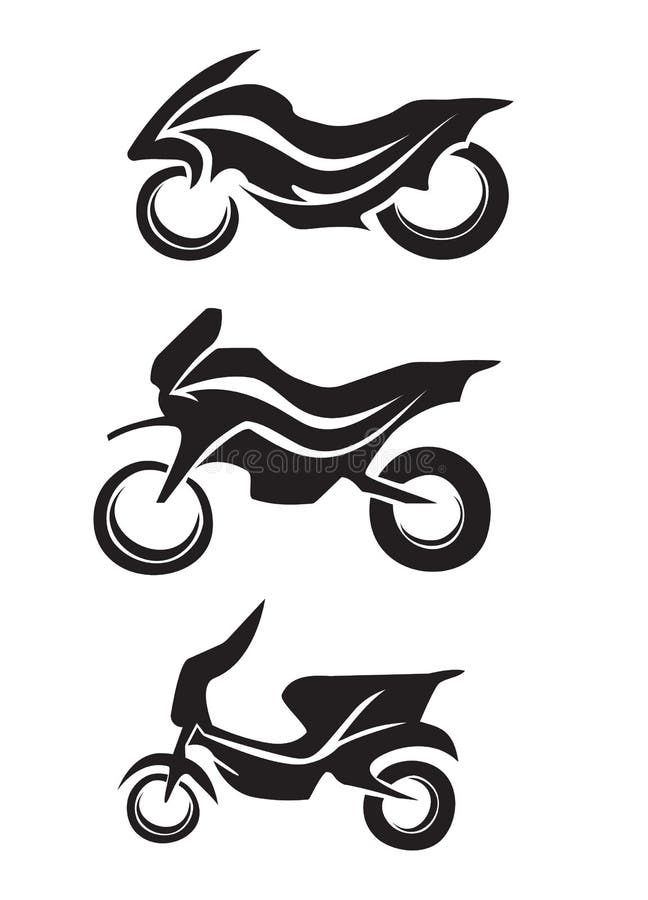 Motorbike Motorcycle Symbols in Black Silhouette Stock Vector ...