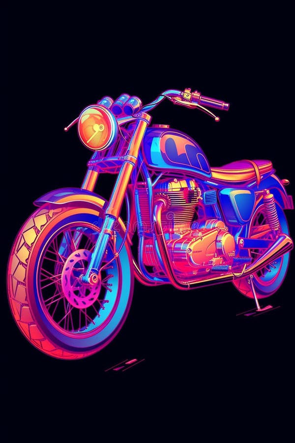 Motorcycle in Pink-lilac-purple Backlight in the Studio. AI Generated ...