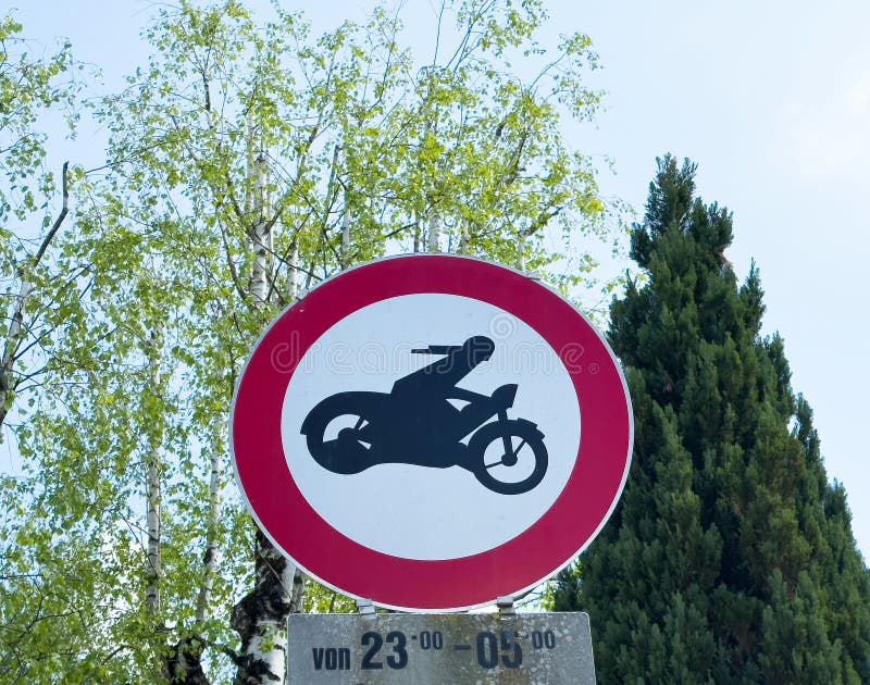 Motorcycle Prohibition Sign in Natural Outdoor Setting Stock Image ...