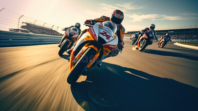 A Motorcycle on Race Track. Racing Sport Stock Illustration ...