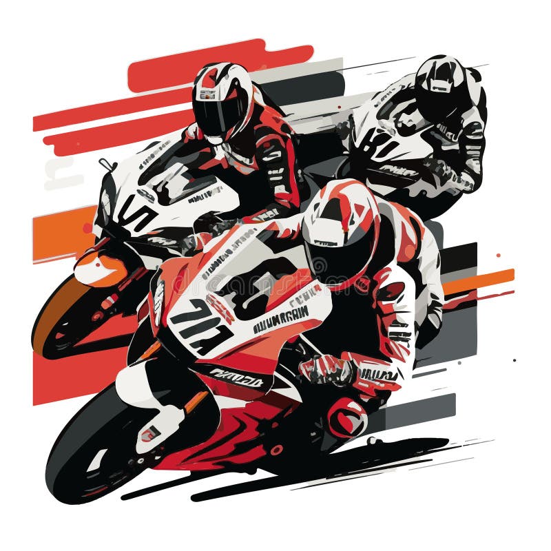 Motorcycle Racer on the Move, Front View Vector Illustration Stock ...