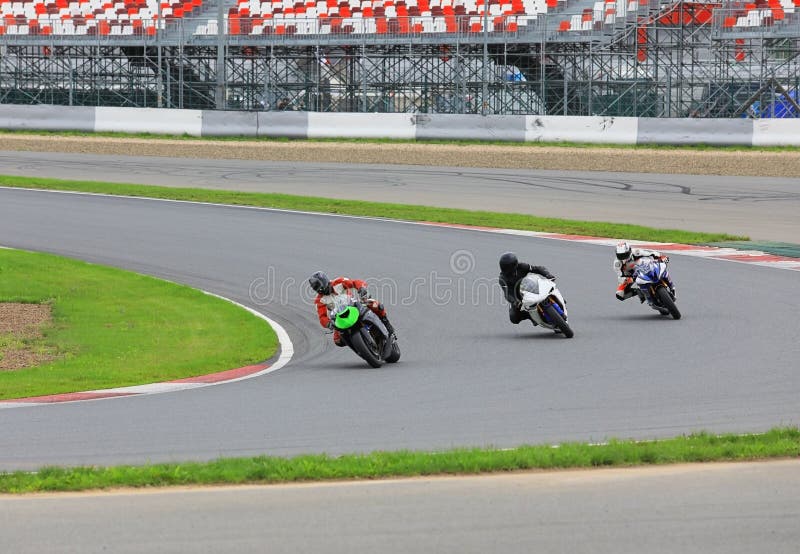 Motorcycle Racers on the Race Track Stock Image - Image of acceleration ...