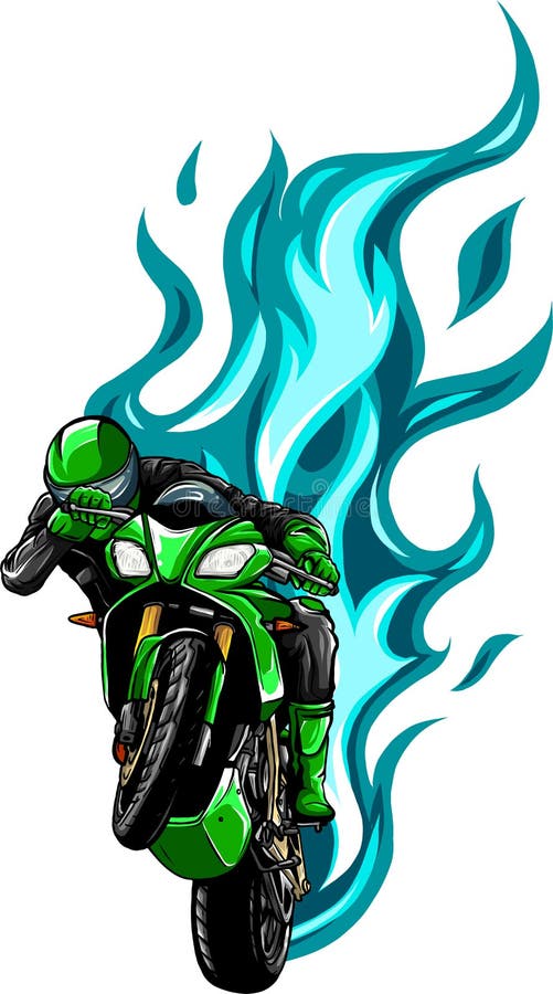 Motorcycle Racing with Fire Vector Illustration Design Stock Vector ...