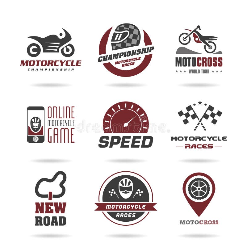Motorcycle Racing Icon Set - 2 Stock Vector - Illustration of driver ...