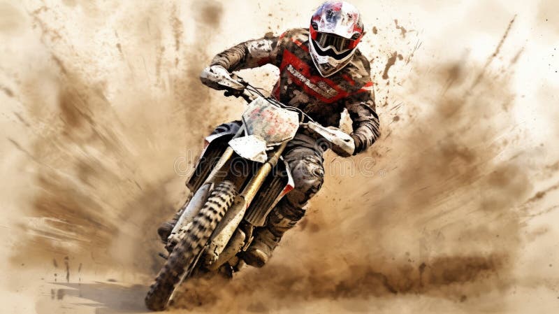 Motorcycle Racing on Sand Athlete Rider. Generative AI Stock Photo ...