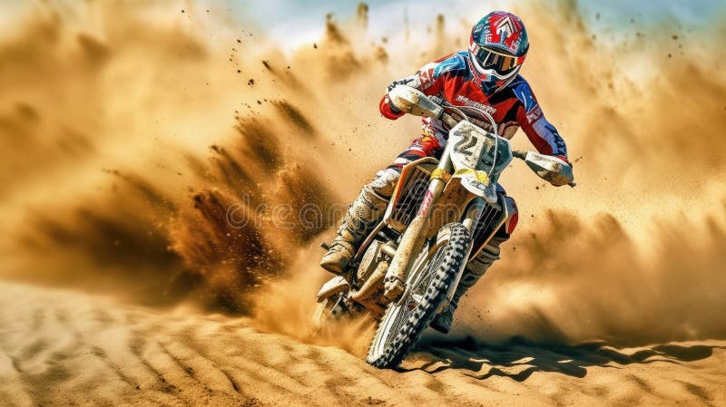 Motorcycle Racing on Sand Athlete Rider. Generative AI Stock ...