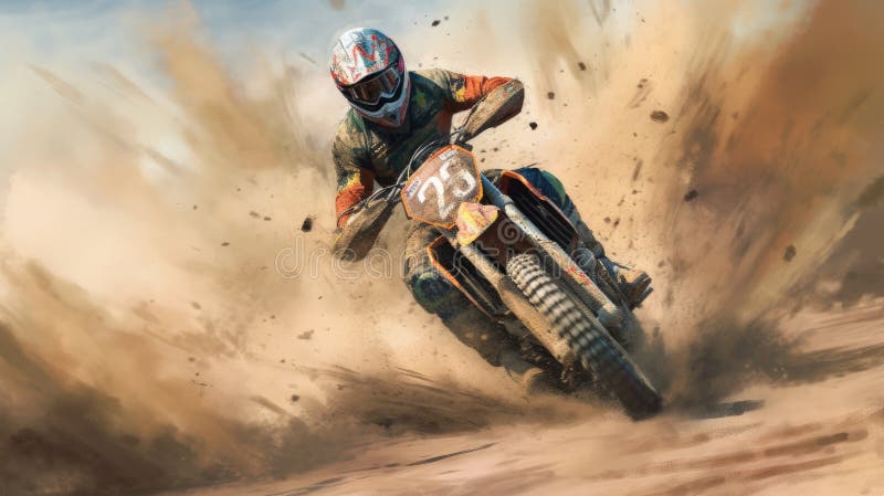 Motorcycle Racing on Sand Athlete Rider. Generative AI Stock Photo ...