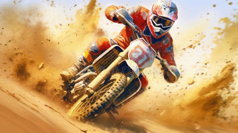 Motorcycle Racing on Sand Athlete Rider. Generative AI Stock Image ...