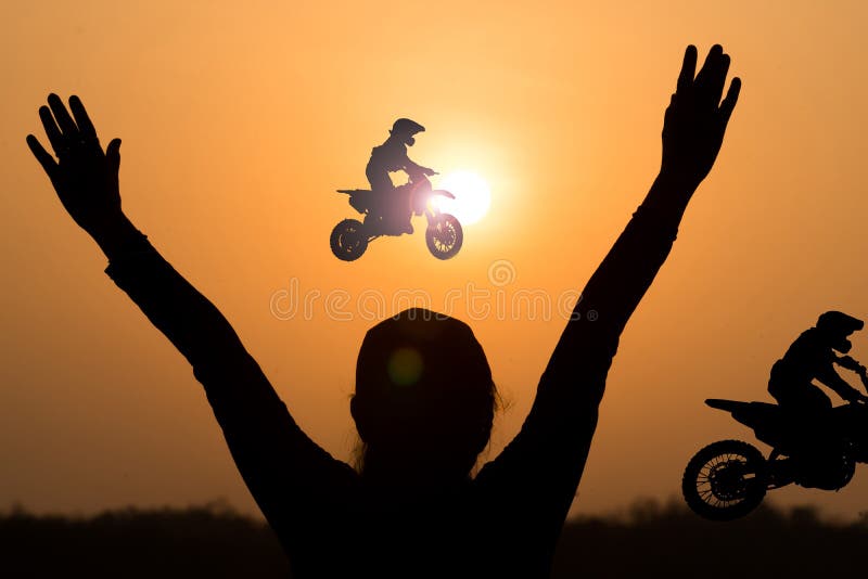 Motorcycle Racing at Sunset View Stock Photo - Image of racing, sunset ...