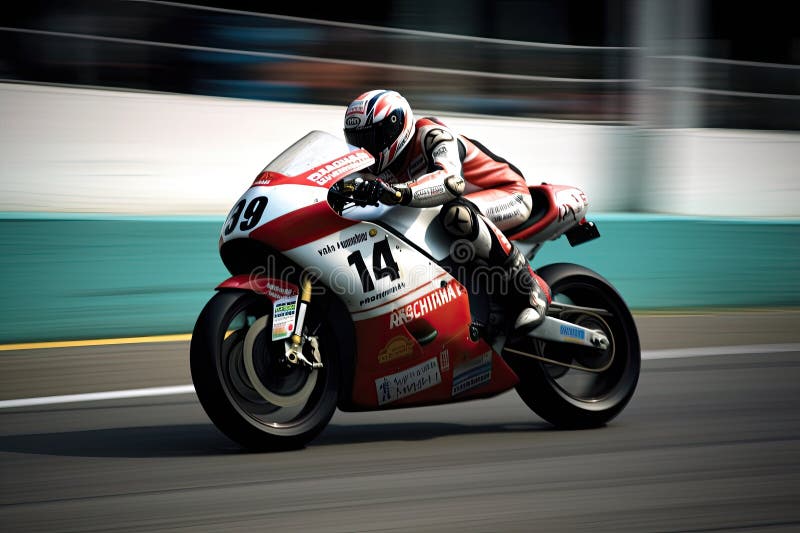Motorcycle Racing on the Track with Motion Speed Stock Illustration ...