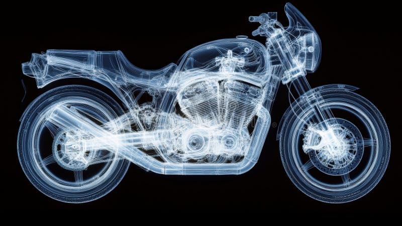 Motorcycle X-Ray View on Black Background Stock Illustration ...