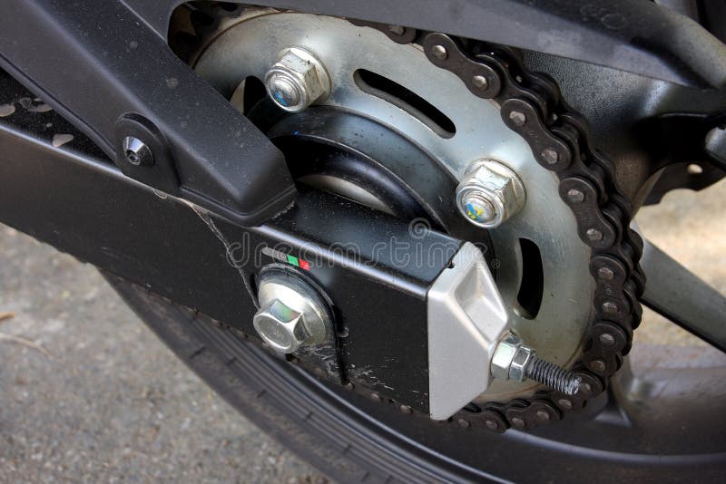 Motorcycle rear chain. stock photo. Image of rear, cogwheel - 60435190