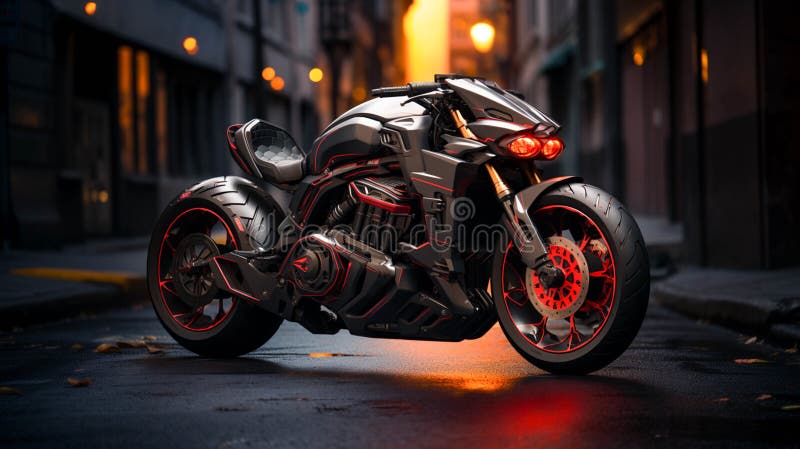 A Motorcycle that is Red and Black Stock Photo - Image of motorcycle ...
