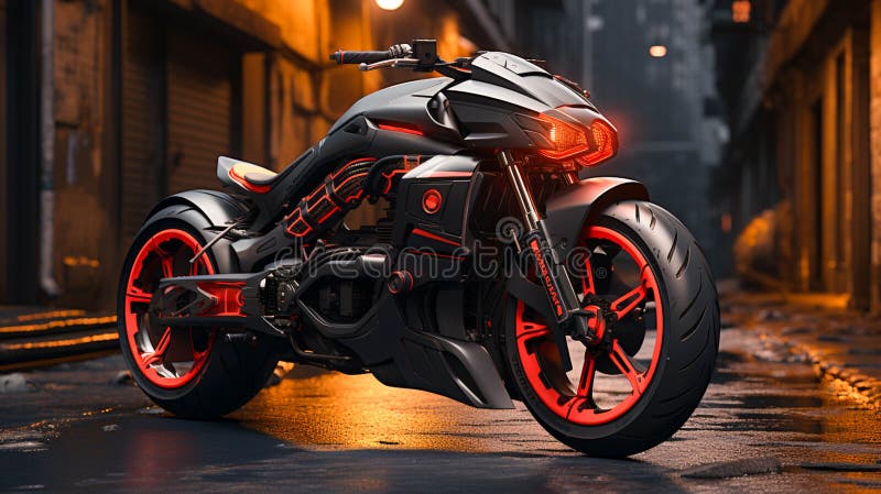 A Motorcycle that is Red and Black Stock Photo - Image of drive, sport ...