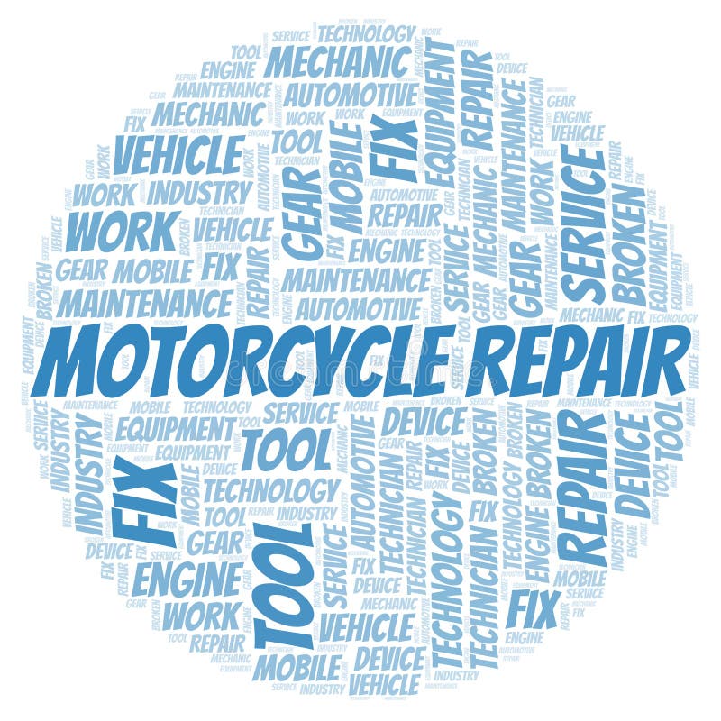Motorcycle Repair Word Cloud Stock Illustration - Illustration of ...