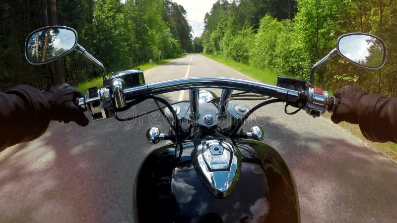 A Motorcycle Ride in the First View with Handles, Levers and Mirrors ...