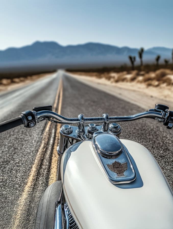 Motorcycle Ride on Route 66 in the Desert Stock Illustration ...