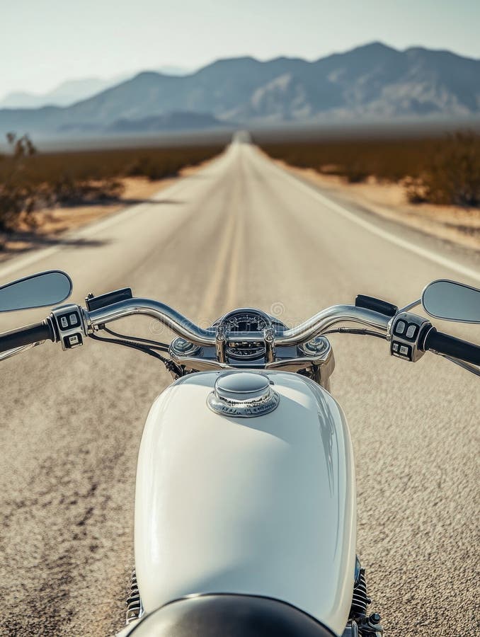 Motorcycle Ride on Route 66 in the Desert Stock Illustration ...