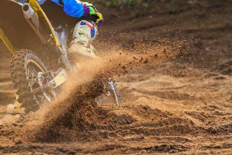 Motorcycle Rider Make Huge Dust Splashed Stock Image - Image of motor ...