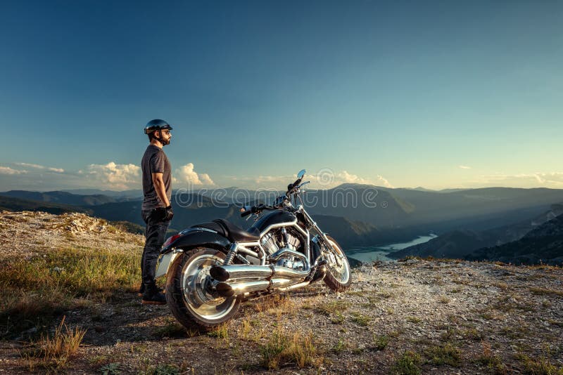 Motorcycle rider stock photo. Image of nature, journey - 121719662