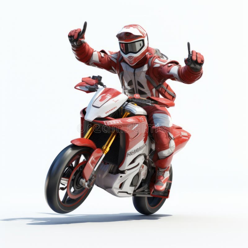 Motorcycle Rider in Octane Render Style: White and Crimson, 8k ...