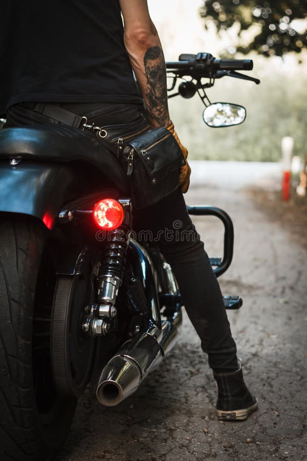 Motorcycle rider style stock photo. Image of clothing - 265701592
