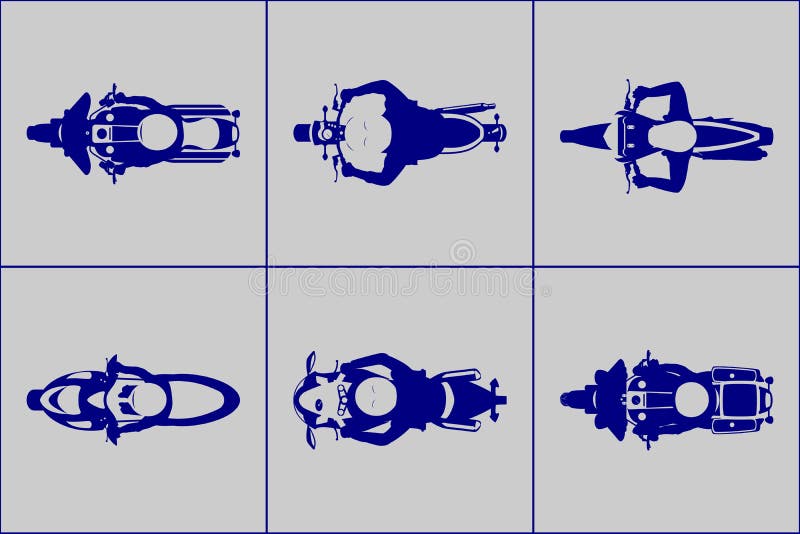 Motorcycle with Riders Top View Icon Set Stock Vector - Illustration of ...