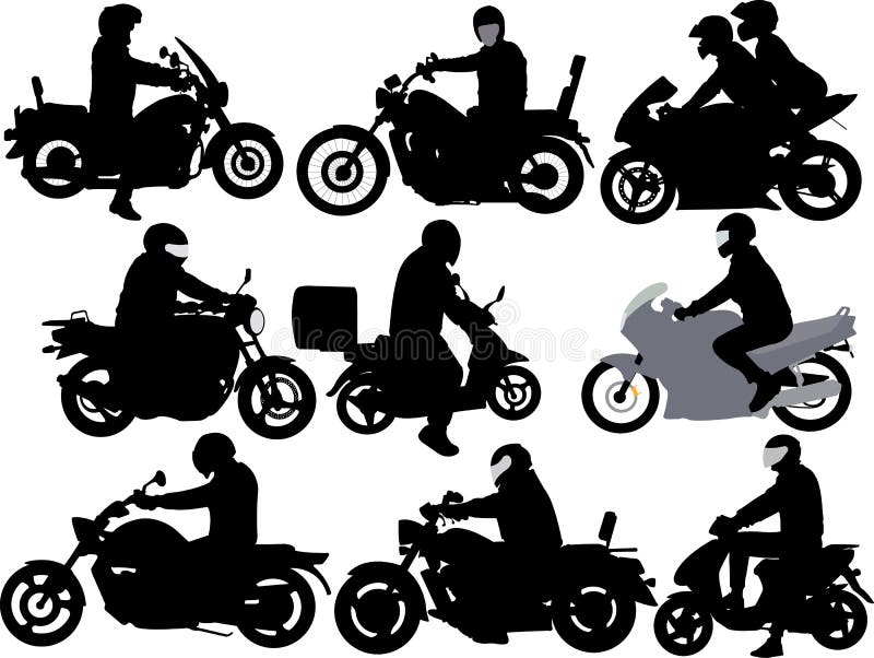 Motorcycle Riders Vector Silhouette Stock Vector - Illustration of ride ...