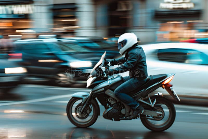 A Motorcycle Riding in the City with Blurred Motion, Motorcycle on the ...