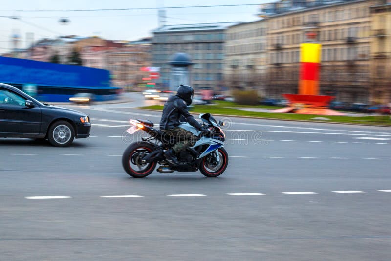 Motorcycle on the Road, Driving on Asphalt at Speed Stock Photo - Image ...