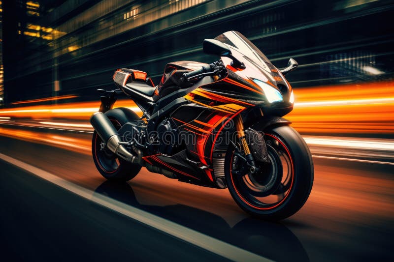 Motorcycle on the Road with Motion Blur Background. 3d Rendering, EBR ...