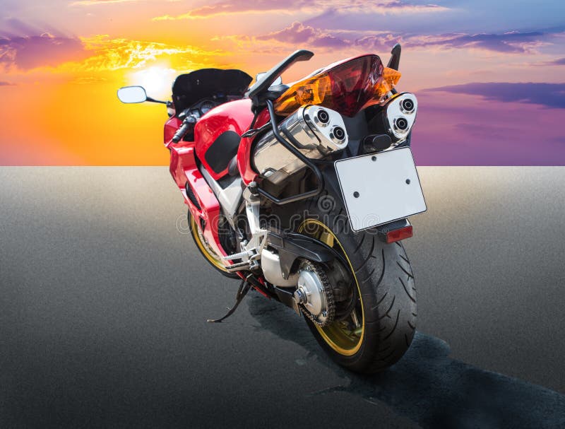 Motorcycle on the Road at Sunset Stock Photo - Image of motion, freedom ...