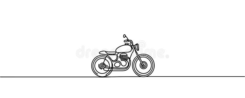 Motorcycle, Scooter in One Line Style. Continuous Drawing, Vector ...
