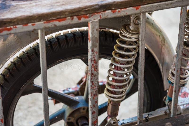 Motorcycle Shock Absorber Spring, through the Use of Longer Stock Photo ...