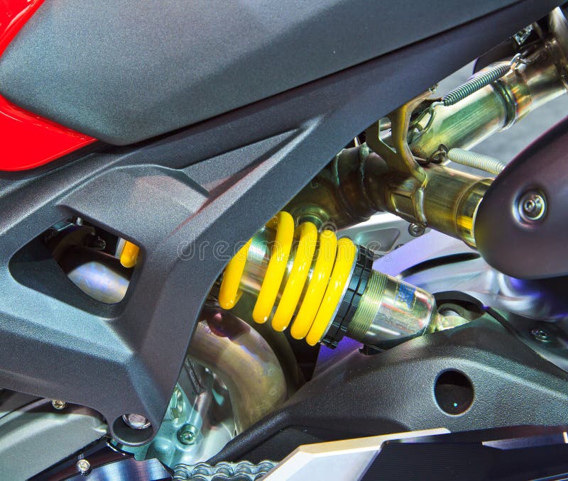 Motorcycle shock stock image. Image of mechanical, pressure - 31986451