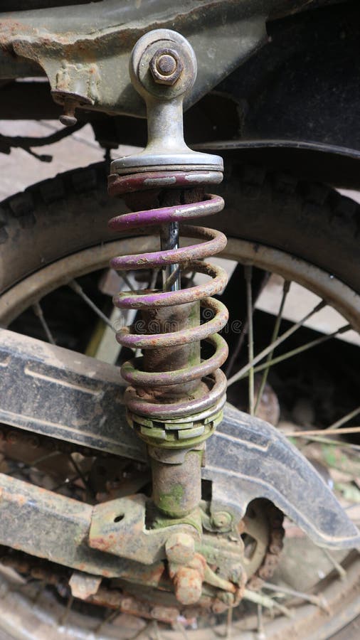 Motorcycle Shockbreaker that is Rusty because it is Not Maintained ...