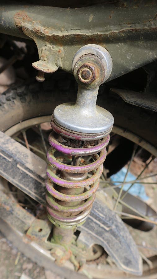 Motorcycle Shockbreaker that is Rusty because it is Not Maintained ...