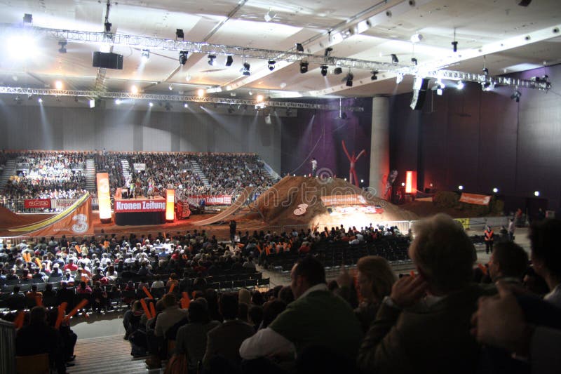 Motorcycle show with jumps editorial photography. Image of mobility ...